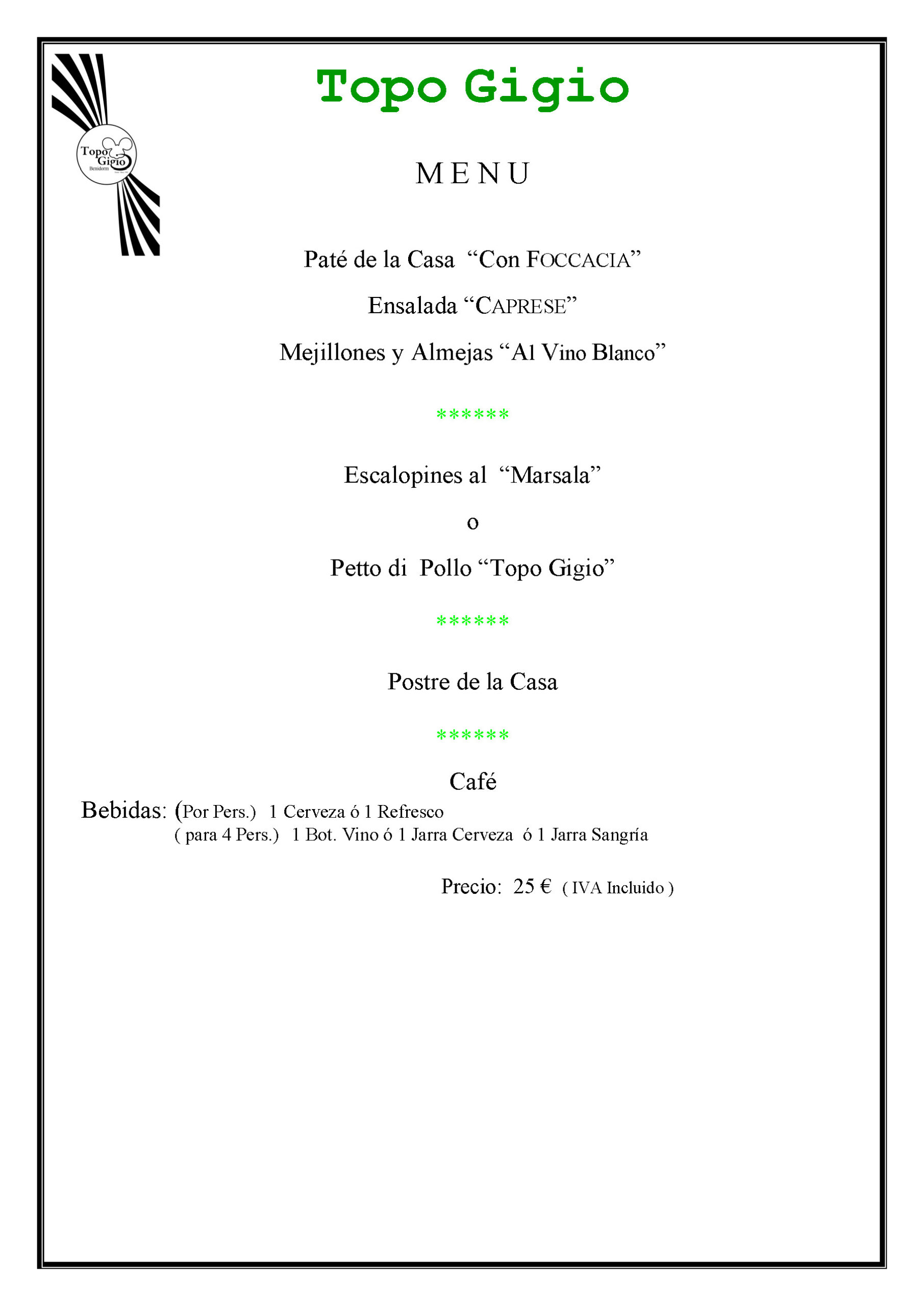 Menú – Topo Gigio Benidorm